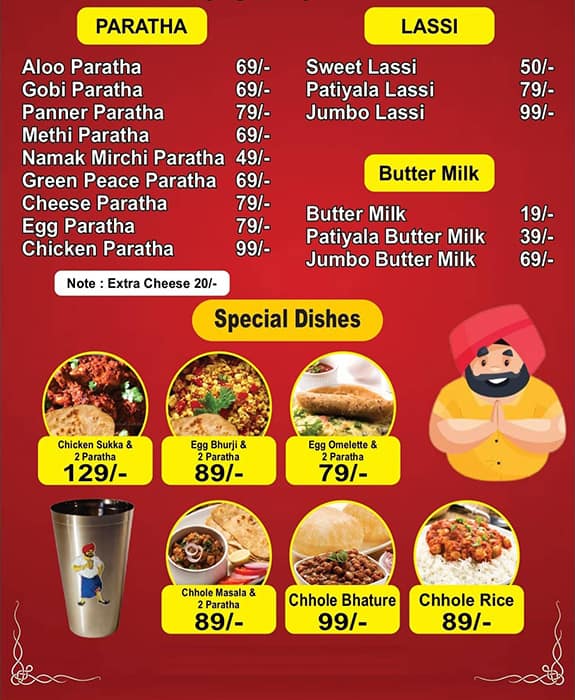 Menu of Jassi Paratha.com, Shivaji Nagar, Pune