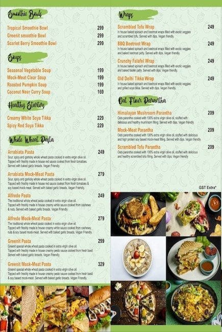 Menu of Greenit - Healthy & Vegan, Defence Colony, New Delhi