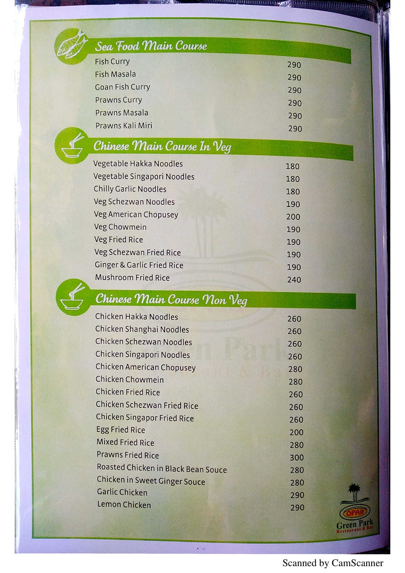 Menu at Hotel Green Park, Aurangabad, V9G4+P9M