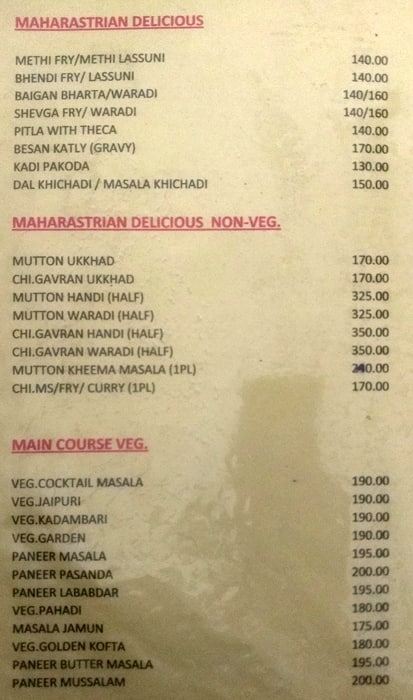 Menu at Hotel Green Park, Aurangabad, V9G4+P9M