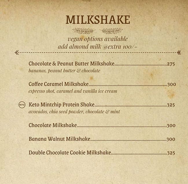 Menu at Birdsong Organic Cafe, Mumbai