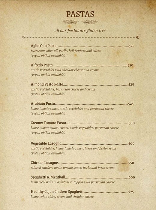 Menu at Birdsong Organic Cafe, Mumbai