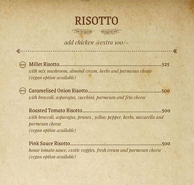 Menu at Birdsong Organic Cafe, Mumbai