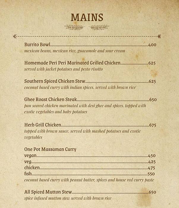 Menu at Birdsong Organic Cafe, Mumbai