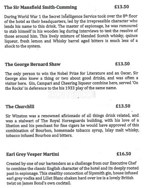Menu at Equus pub & bar, London