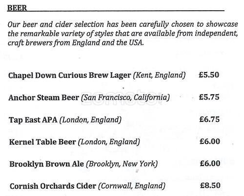 Menu at Equus pub & bar, London