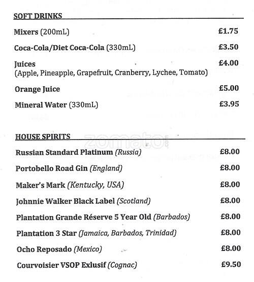 Menu at Equus pub & bar, London