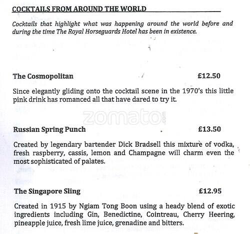 Menu at Equus pub & bar, London
