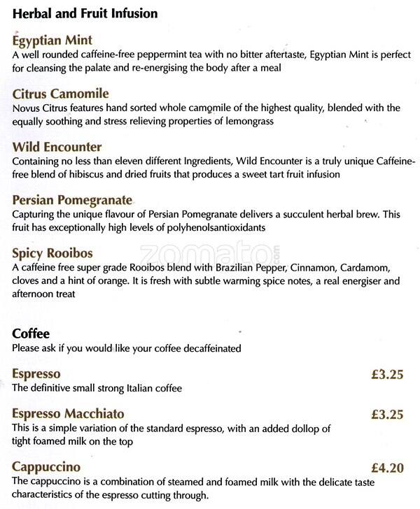 Menu at Equus pub & bar, London