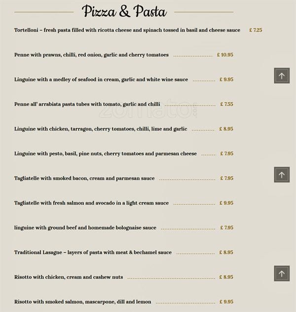 Menu at SPIZZICO restaurant, Barnet