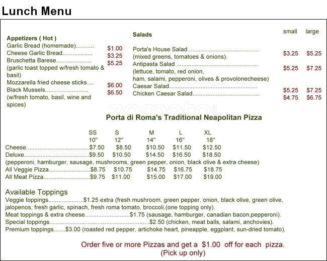 Porta di Roma Menu, Menu for Porta di Roma, Downtown, Dallas ...