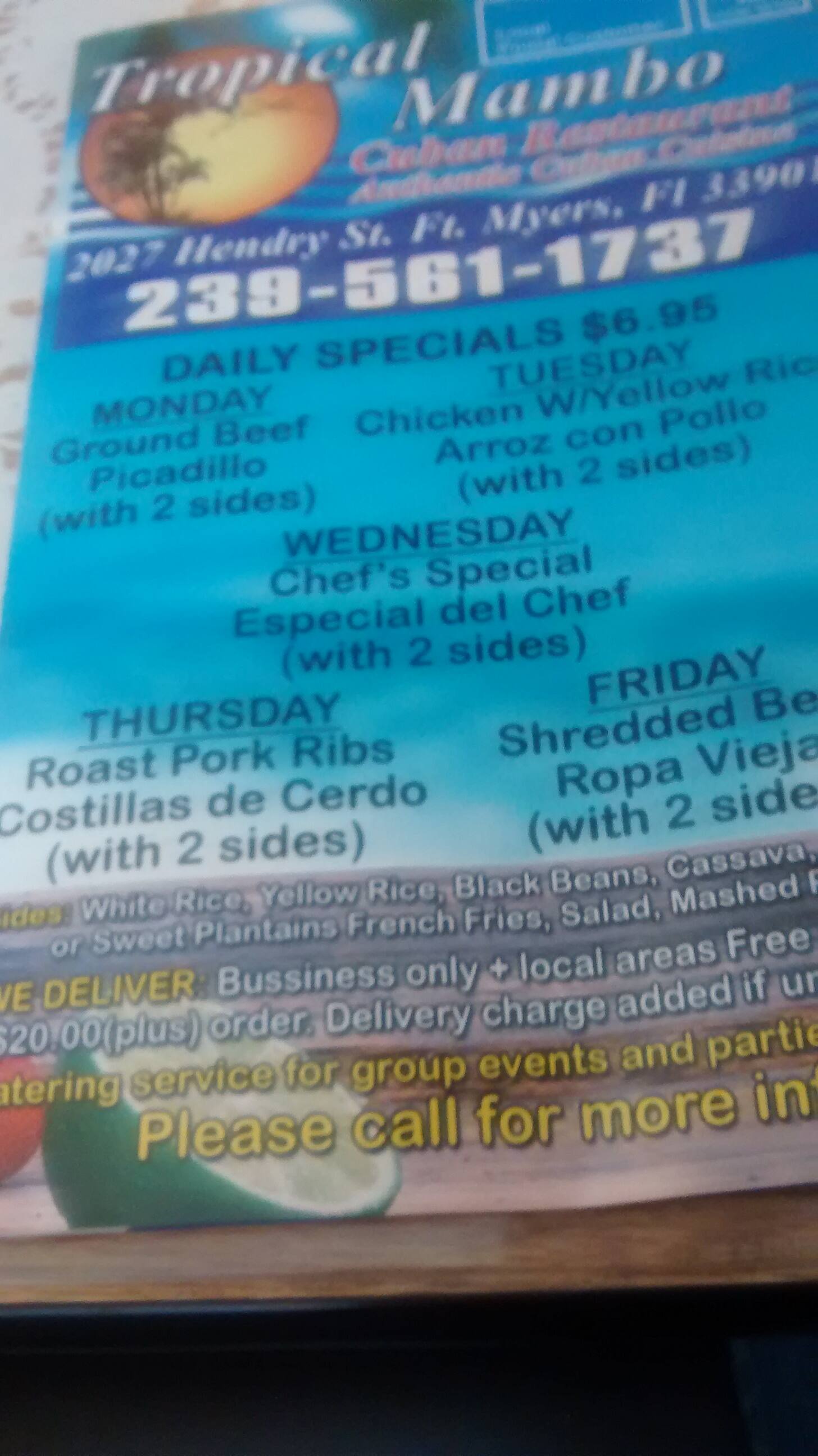 Tropical Mambo Cuban Restaurant Menu - Urbanspoon/Zomato