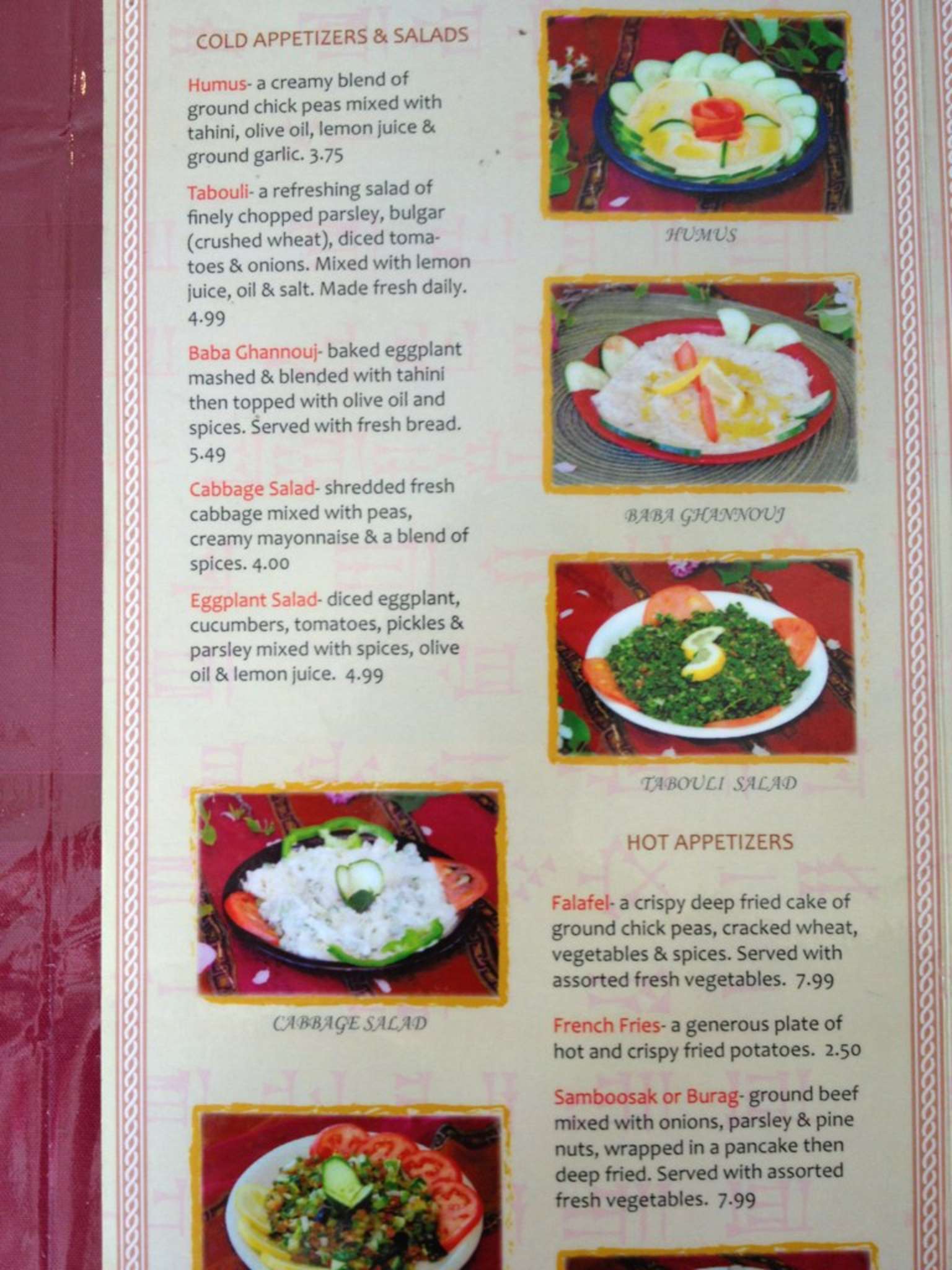 Menu at Babylon Restaurant, Johnson City