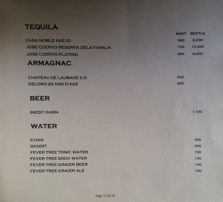 Menu at Mandalay pub & bar, Makati