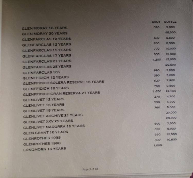 Menu at Mandalay pub & bar, Makati