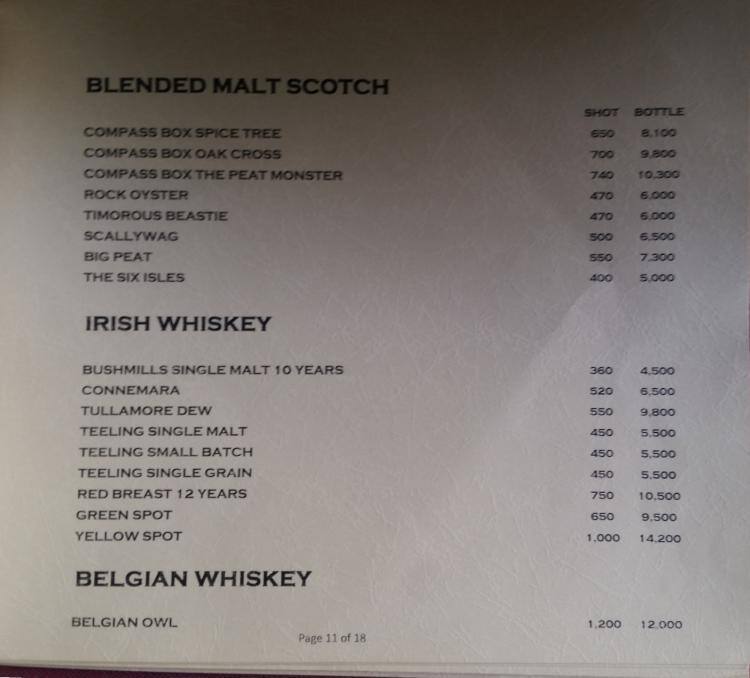 Menu at Mandalay pub & bar, Makati