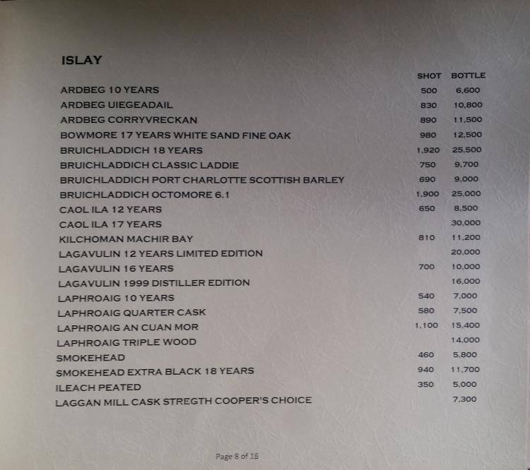 Menu at Mandalay pub & bar, Makati