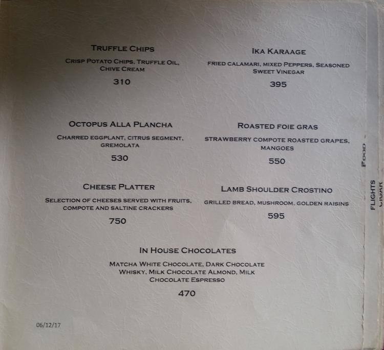 Menu at Mandalay pub & bar, Makati