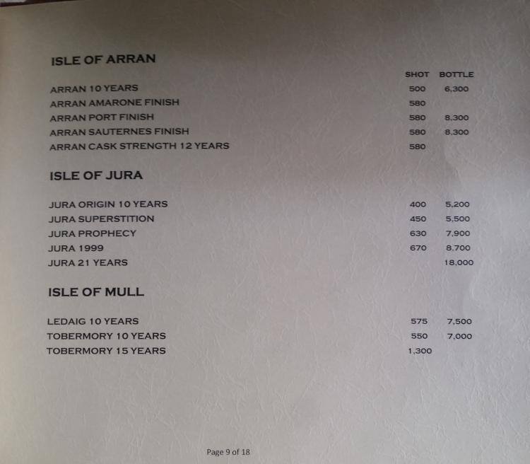 Menu at Mandalay pub & bar, Makati