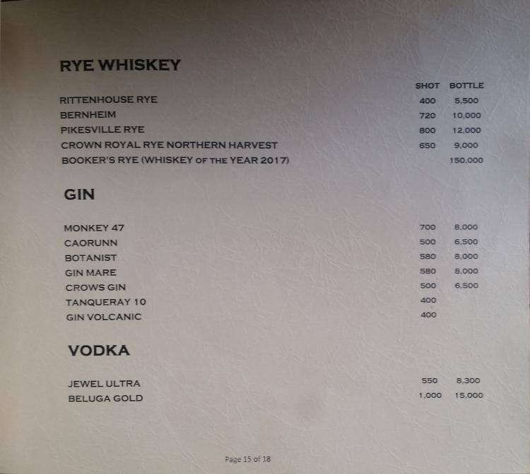 Menu at Mandalay pub & bar, Makati