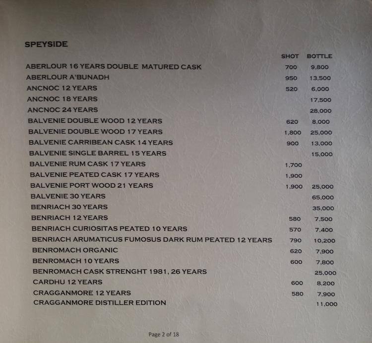Menu at Mandalay pub & bar, Makati
