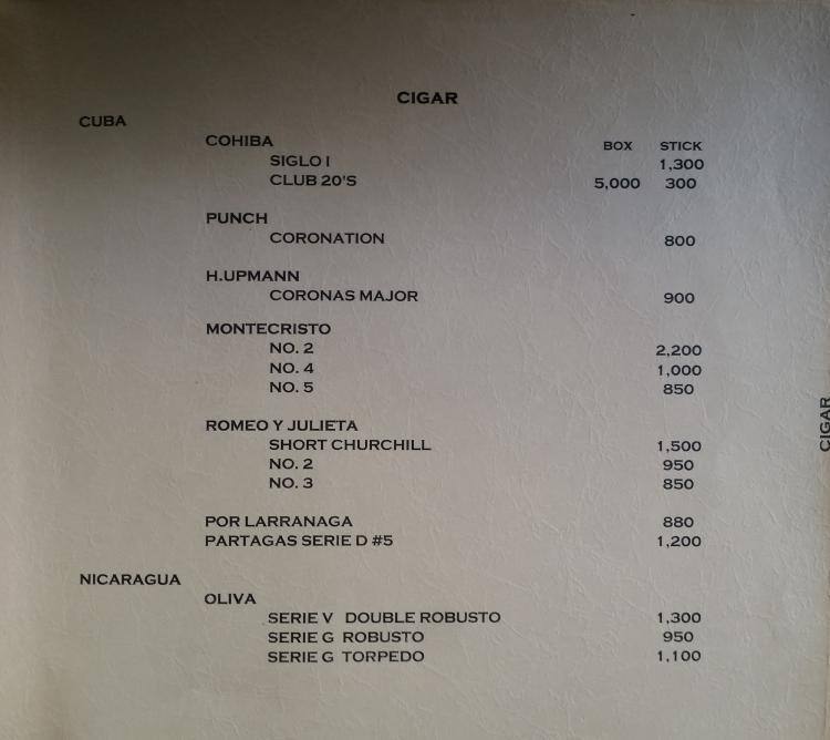 Menu at Mandalay pub & bar, Makati