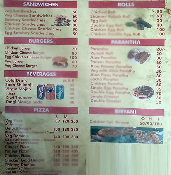 Menu of Chaikhana, Sarita Vihar, New Delhi