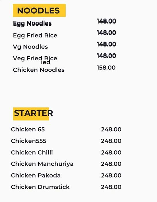 Menu of Foodness Zone, Manikonda, Hyderabad