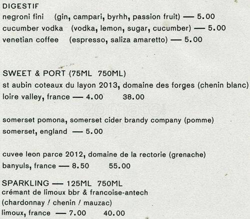 Menu at Peckham Refreshment Rooms pub & bar, London