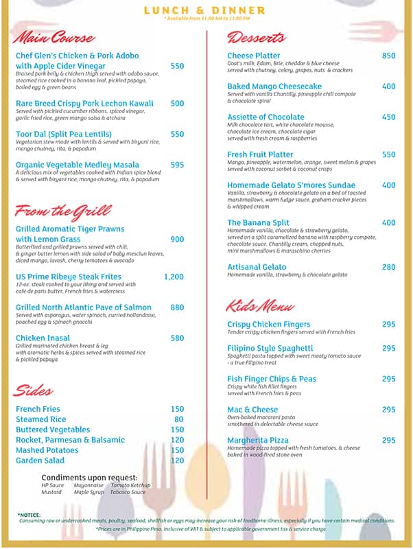 Menu at Fab Restaurant, Pasig, L4 Holiday Inn Galleria Manila