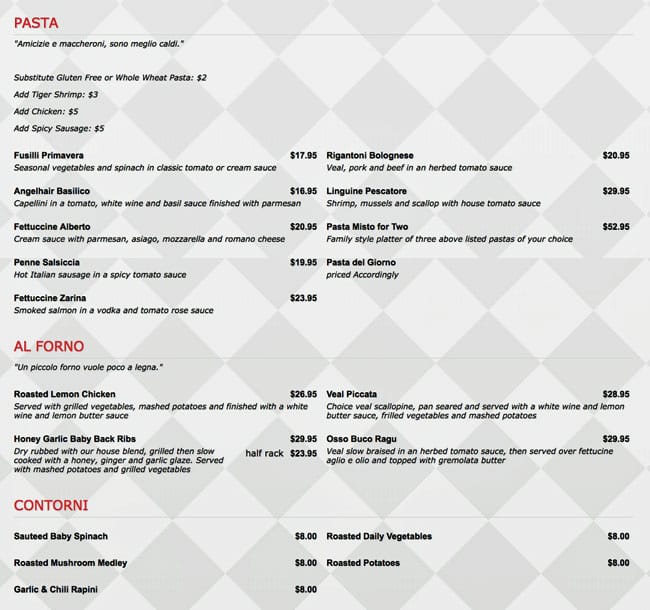 Menu at Kit Kat Italian Bar, Toronto