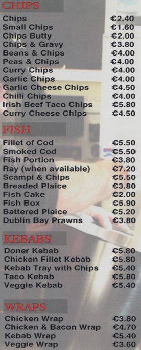 Menu at The Little Chip Inn pizzeria, Rush