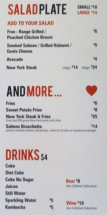 Menu at Luxe Bar, Bondi Junction, Food Court Westfield