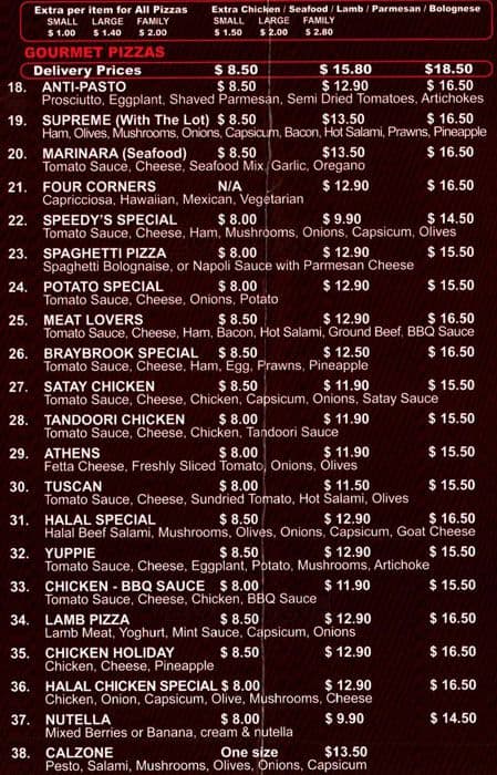 Speedy Pizza Menu Edgemere | Paul Smith