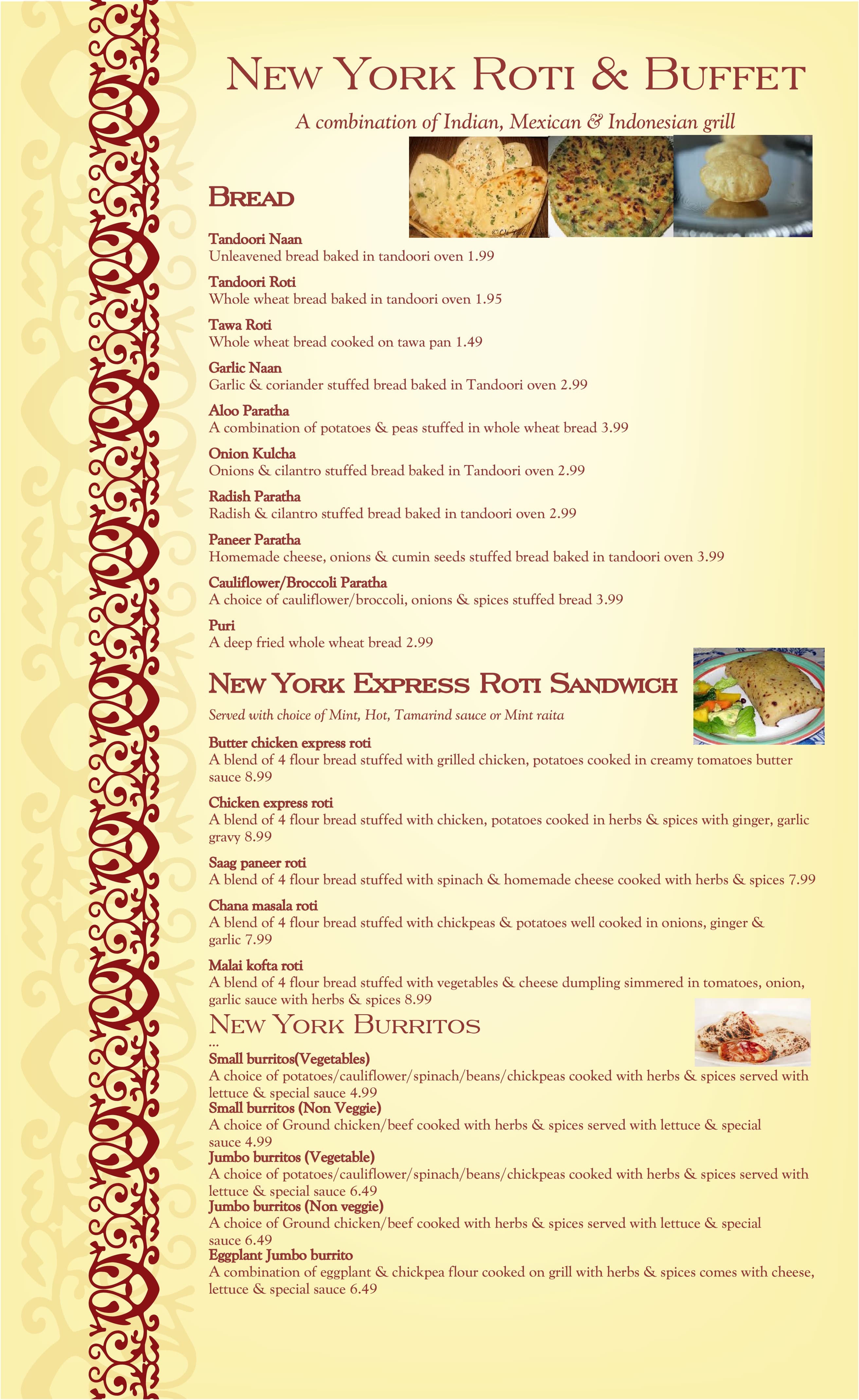 New York Roti & Buffet Menu - Urbanspoon/Zomato