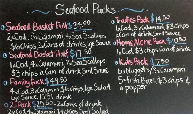 Menu at A Catch 22 cafe, Karalee