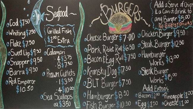 Menu at A Catch 22 cafe, Karalee
