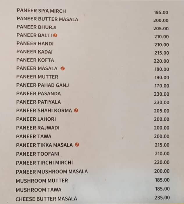 Menu of Tapi Restaurant, Kadodara, Surat