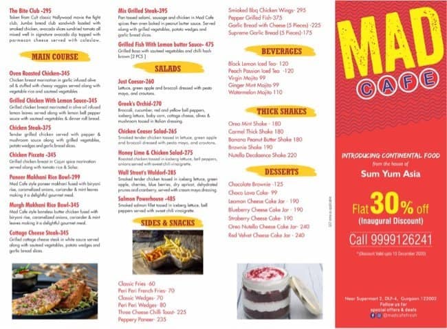 Menu at Mad Coffee, Gurugram