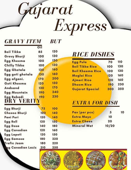 Menu of Gujrat Express, Ulhasnagar, Thane