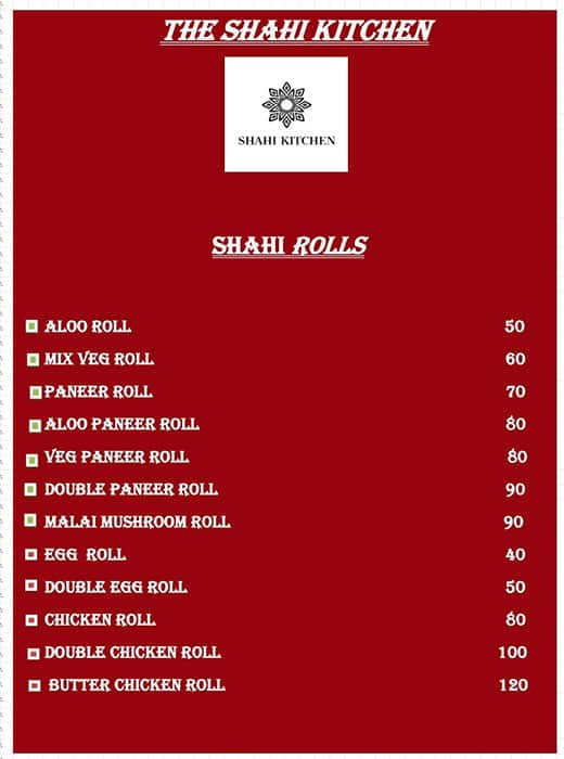 Menu of The Shahi Kitchen, Marathahalli, Bangalore