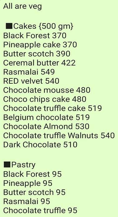 Menu of Mother Bakes The Cake Shop & Bakery, Wakad, Pune
