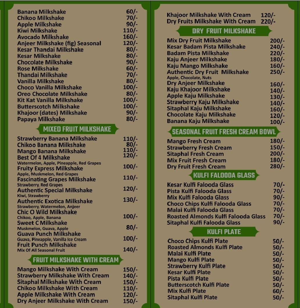 Menu of Khaikhai, Chakala, Mumbai