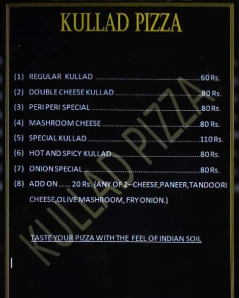 Menu of Kullad Pizza, Chandkheda, Ahmedabad