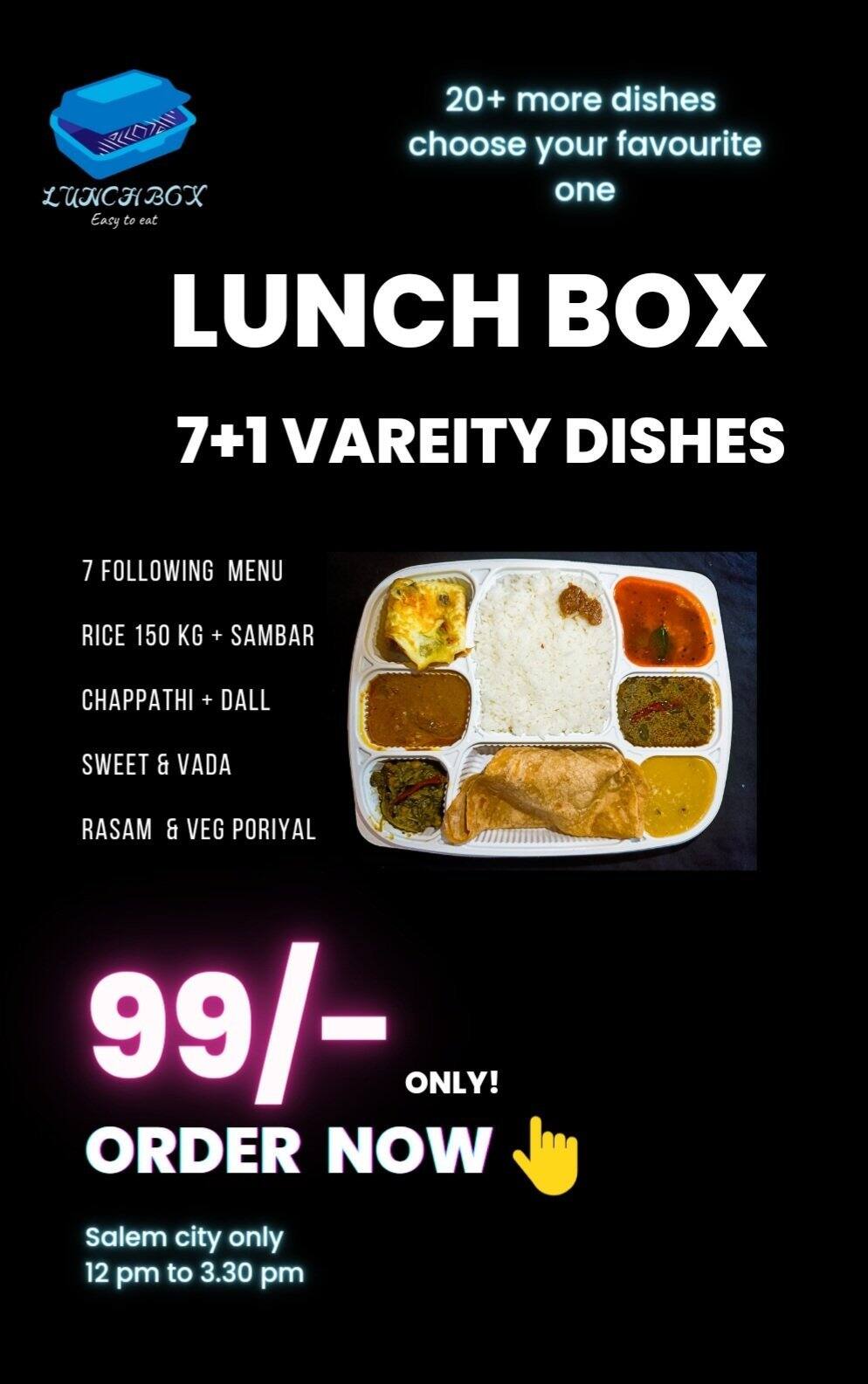 Menu of Lunch Box, Shevapet, Salem