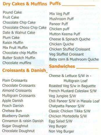 Menu at Tajsats, New Delhi, A-6
