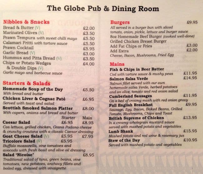 The Globe Menu, Menu for The Globe, Covent Garden, London - Zomato UK
