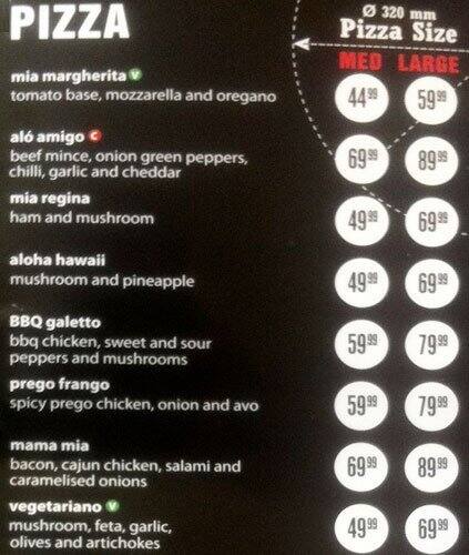 Menu at Mia Pizza pizzeria, Randburg