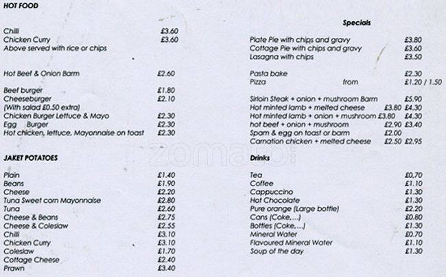 Menu at Nibbles cafe, Manchester