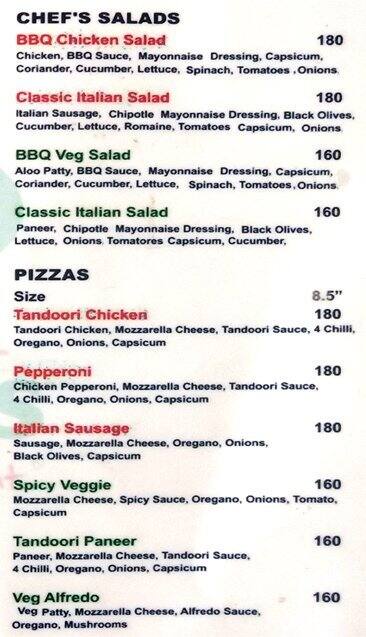 Menu at Quiznos, Kanathur, Mayajaal Multiplex